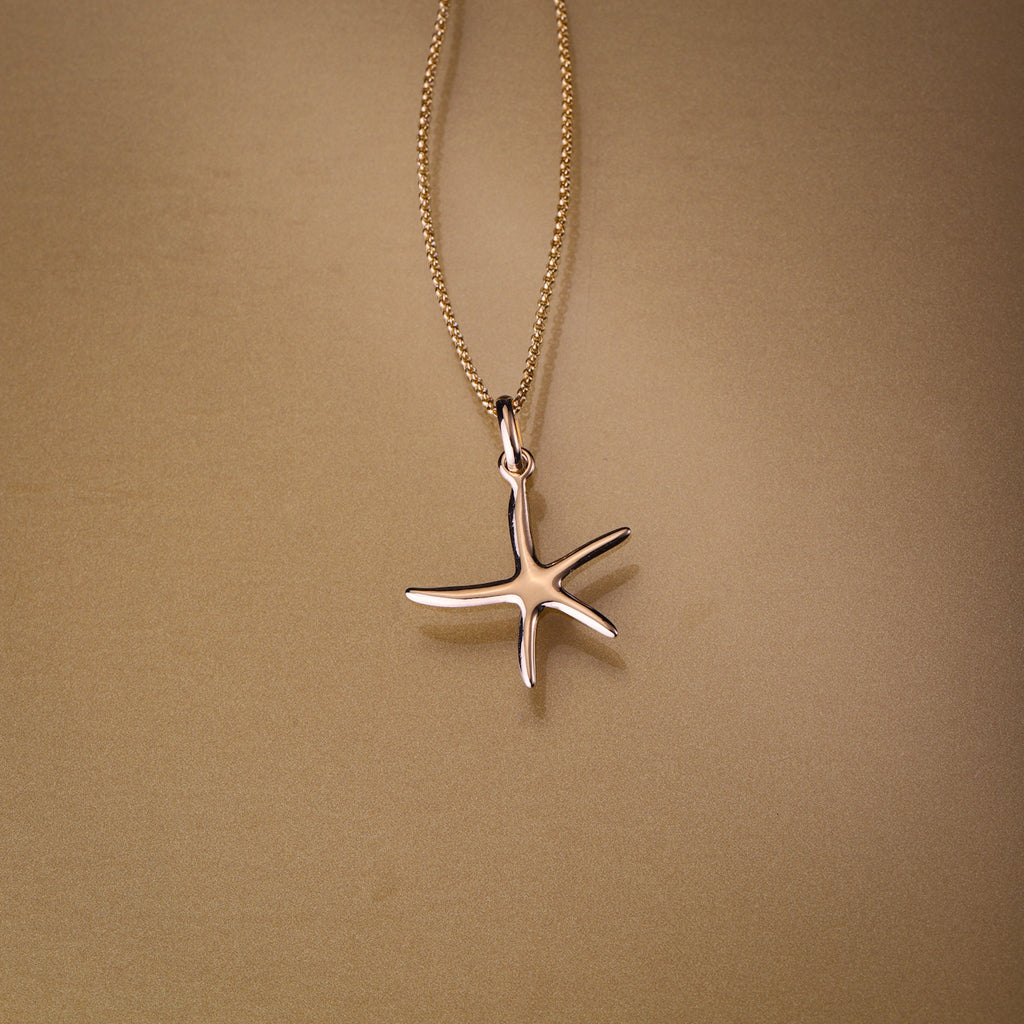 Gold 750 Sea star texture pendant medium – Galapagos Jewelry